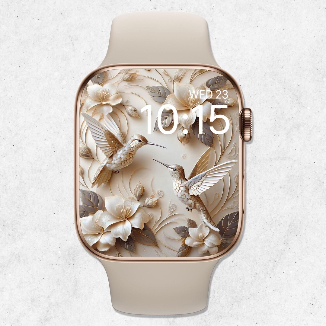 Hummingbird Apple Watch Wallpaper, 3D Floral Watch Face, Boho Flowers ...