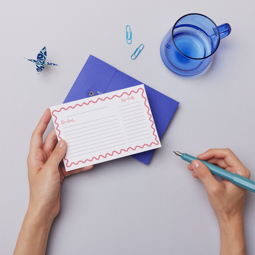 Colorful Waves Recipe Cards | Blank Handwritten Recipe Template ...