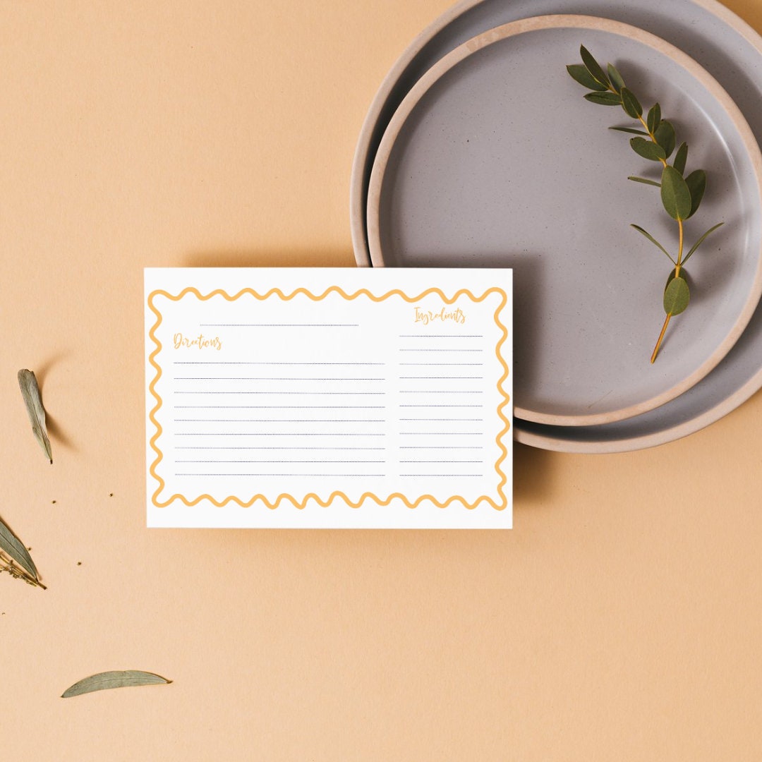 Colorful Waves Recipe Cards | Blank Handwritten Recipe Template ...