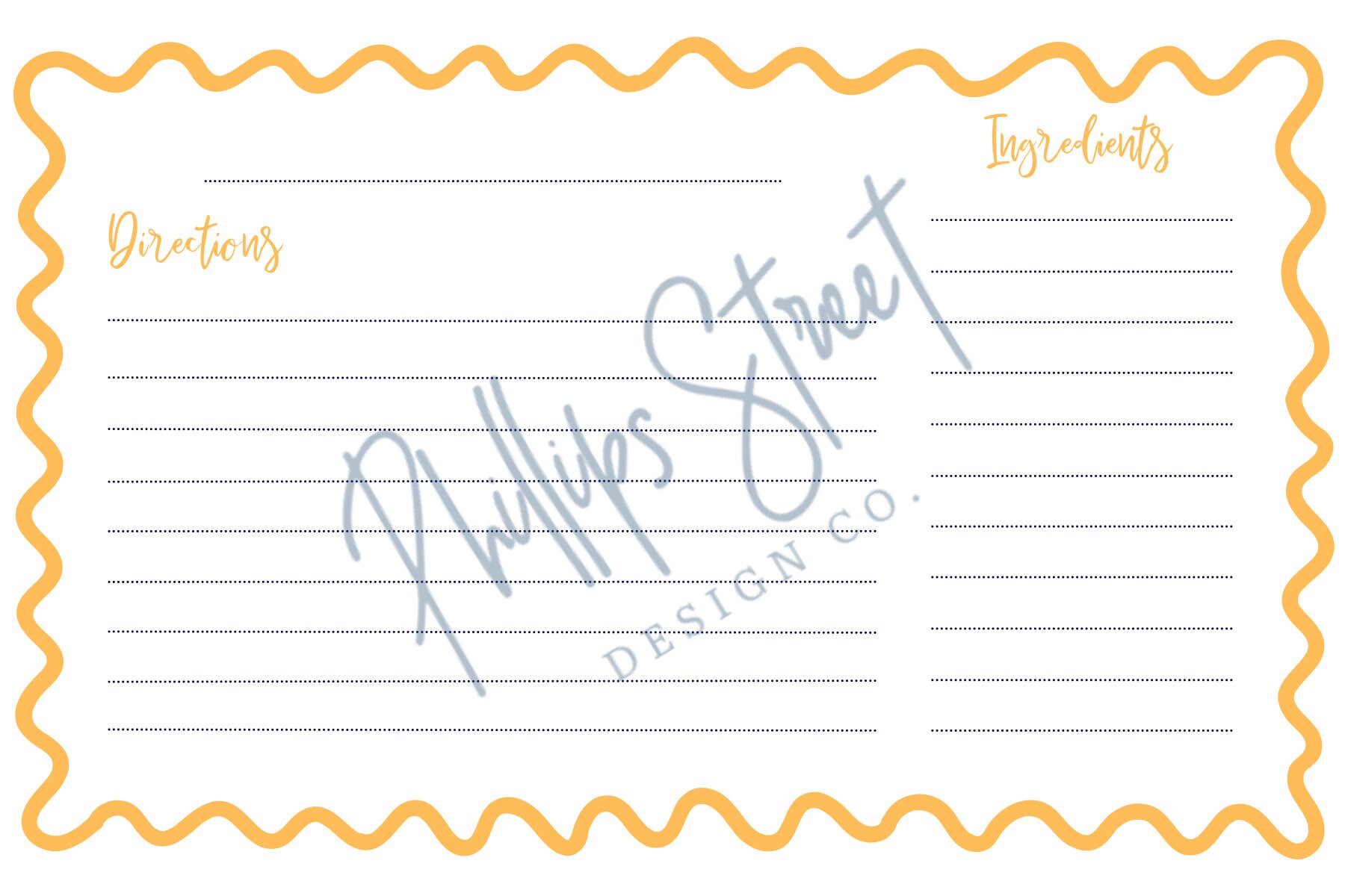 Colorful Waves Recipe Cards | Blank Handwritten Recipe Template ...