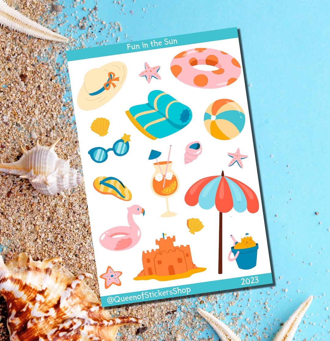 Fun in the Sun Sticker Sheet Beach Day Stickers Perfect for - Etsy