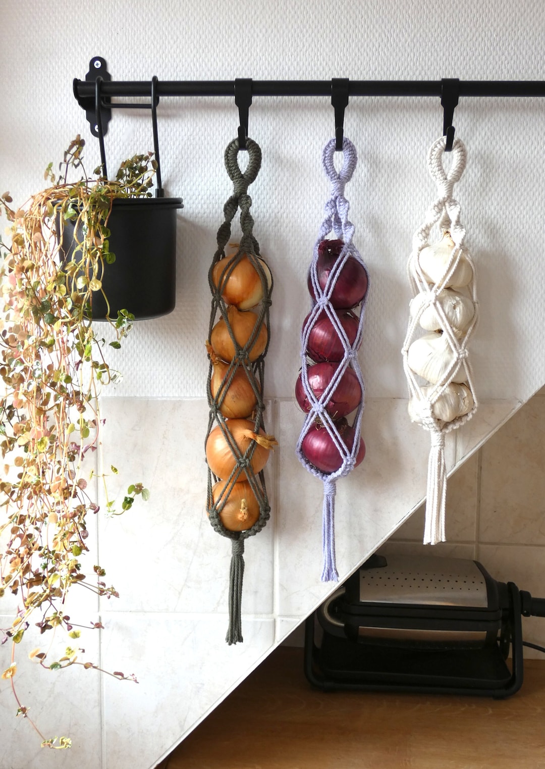 Macrame Onion Net, Condiment Kitchen Storage, Wall Decor and Wall ...