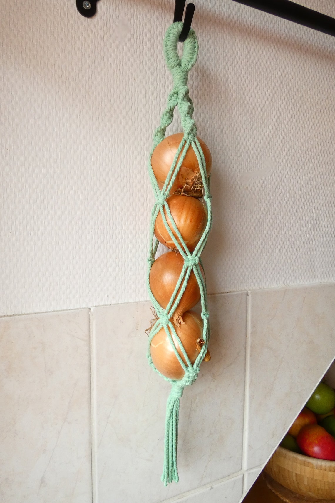 Macrame Onion Net Condiment Kitchen Storage Wall Decor and - Etsy