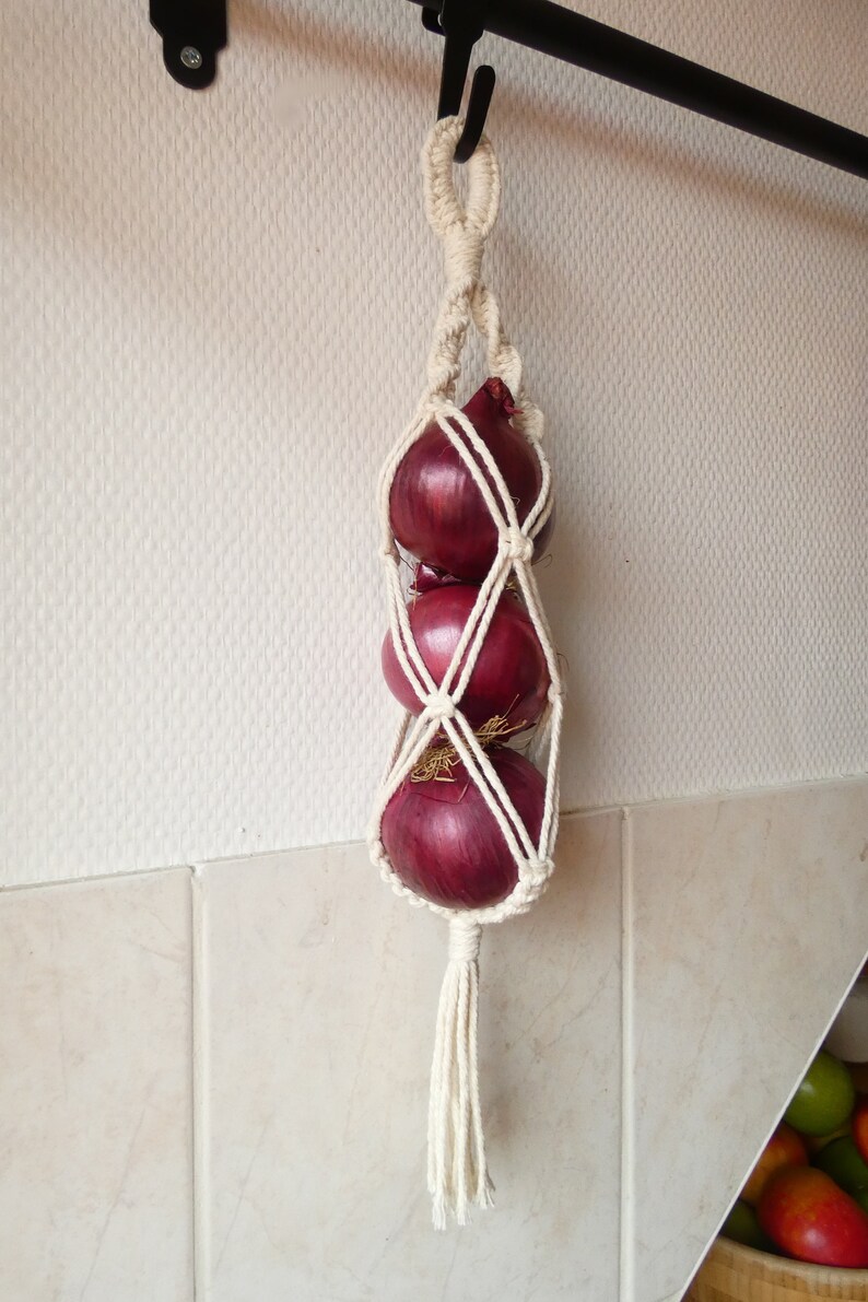 Macrame Onion Net Condiment Kitchen Storage Wall Decor and - Etsy