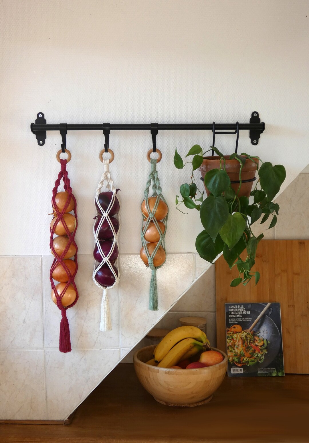 Macrame Onion Net, Condiment Kitchen Storage, Wall Decor and Wall ...