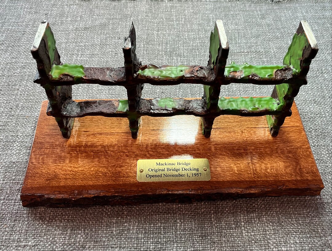 Mackinac Bridge Table Top Display, Great Mac Patina, Cool Live Edge - Etsy