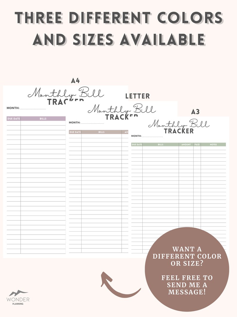 Monthly Bill Tracker Overview Template Printable GREEN - Etsy