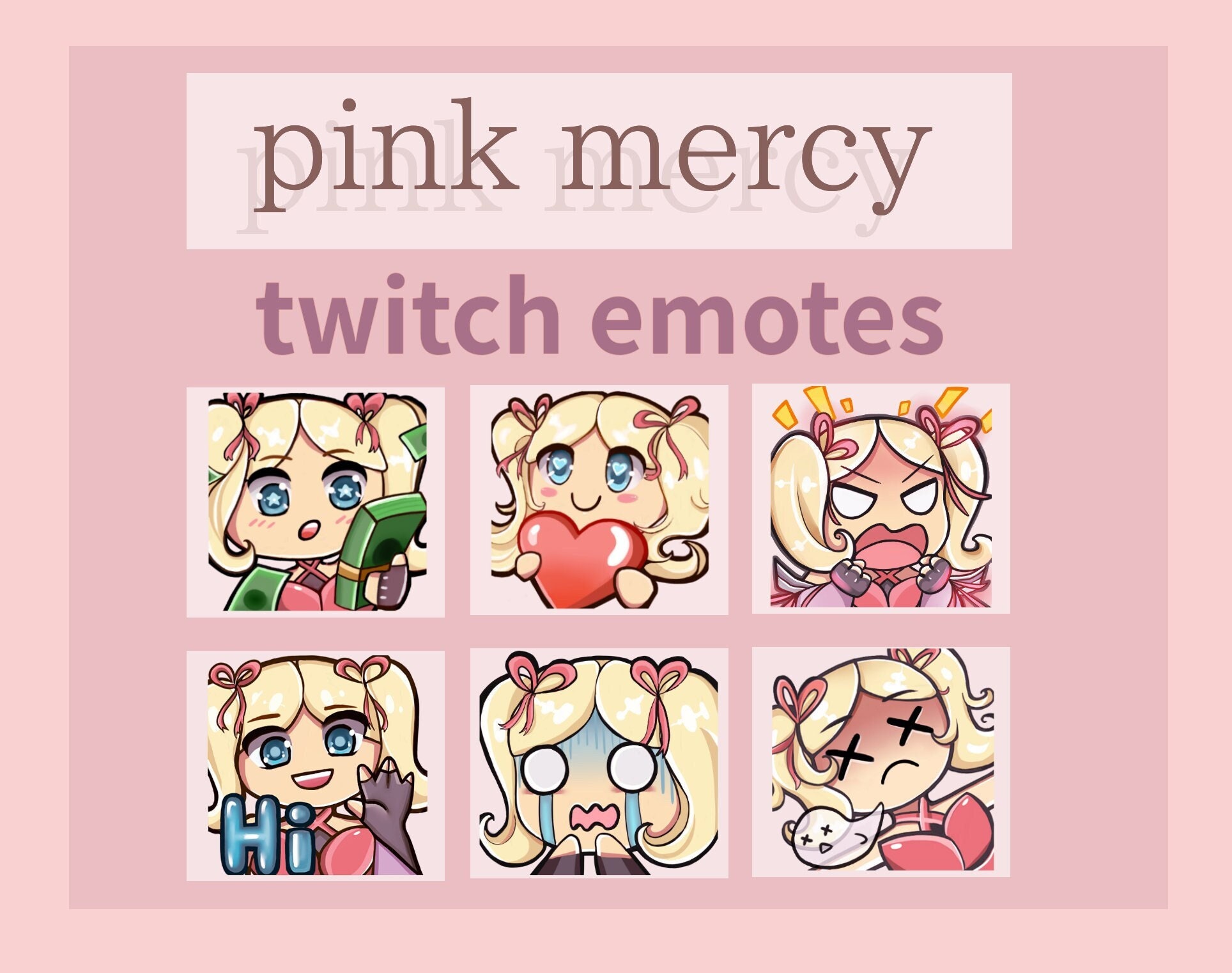 Pink Mercy Twitch Emotes Overwatches Emotes for Discord - Etsy