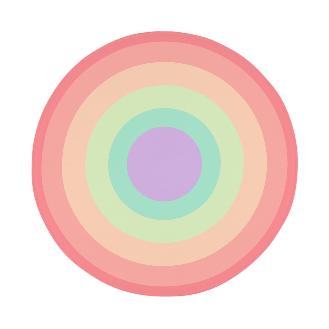 Pastel Rainbow Round Bath Mat | Colorful | Circle | Play Rug | Bathroom ...