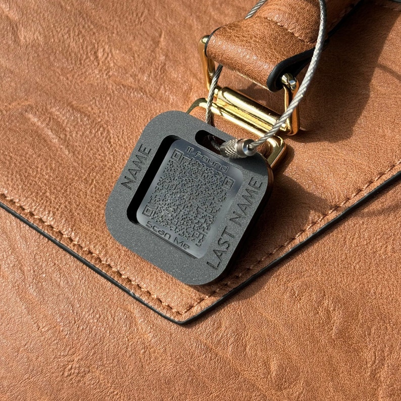 Custom Luggage Tag | QR Code | 6mm in Matte Black | Personalized ...