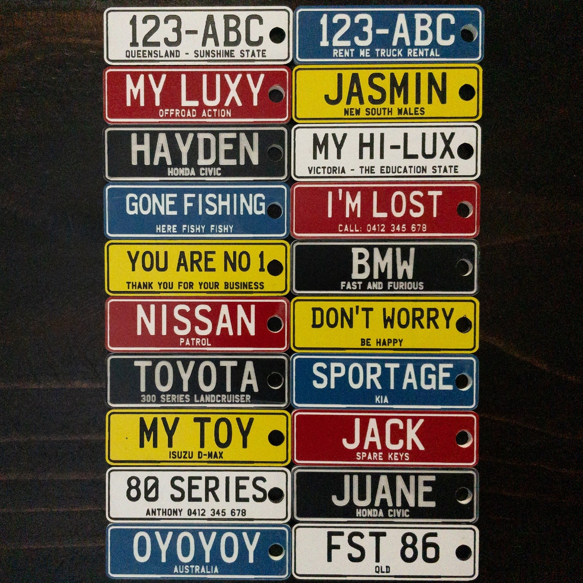 Custom Rego Plate Keyring | Mini License Plate Keyring | Bag Tag - Etsy