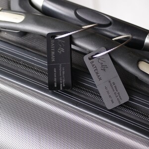 Custom Luggage Tag Discrete | 6mm in Gloss Black | Personalized Luggage ...