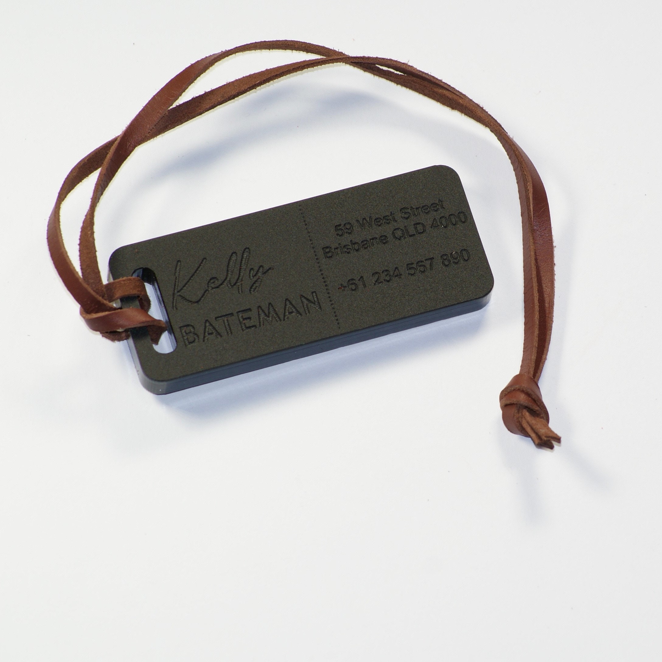 Custom Luggage Tag Discrete 6mm in Matte Black Personalized Luggage ...