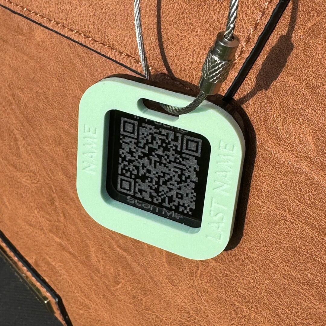Custom Luggage Tag | QR Code | 6mm in Pistachio | Personalized Luggage ...