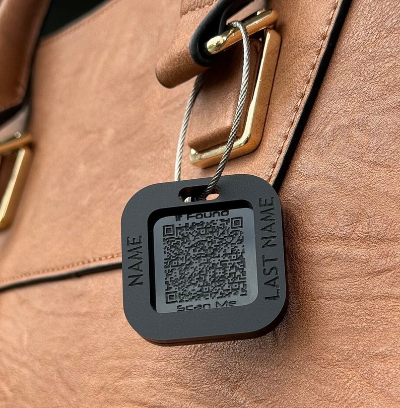Custom Luggage Tag | QR Code | 6mm in Matte Black | Personalized ...