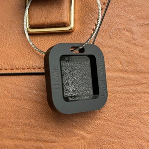Custom Luggage Tag | QR Code | 6mm in Matte Black | Personalized ...