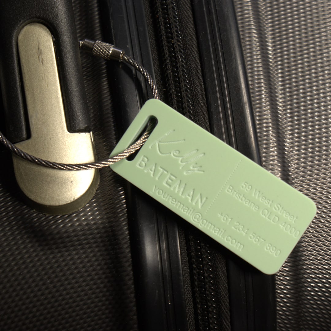Custom Luggage Tag | Discrete | 6mm in Pistachio | Personalized Luggage ...