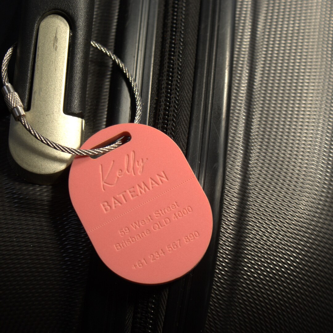 Custom Luggage Tag | Discrete | 6mm in Rasberry Sherbet | Personalized ...