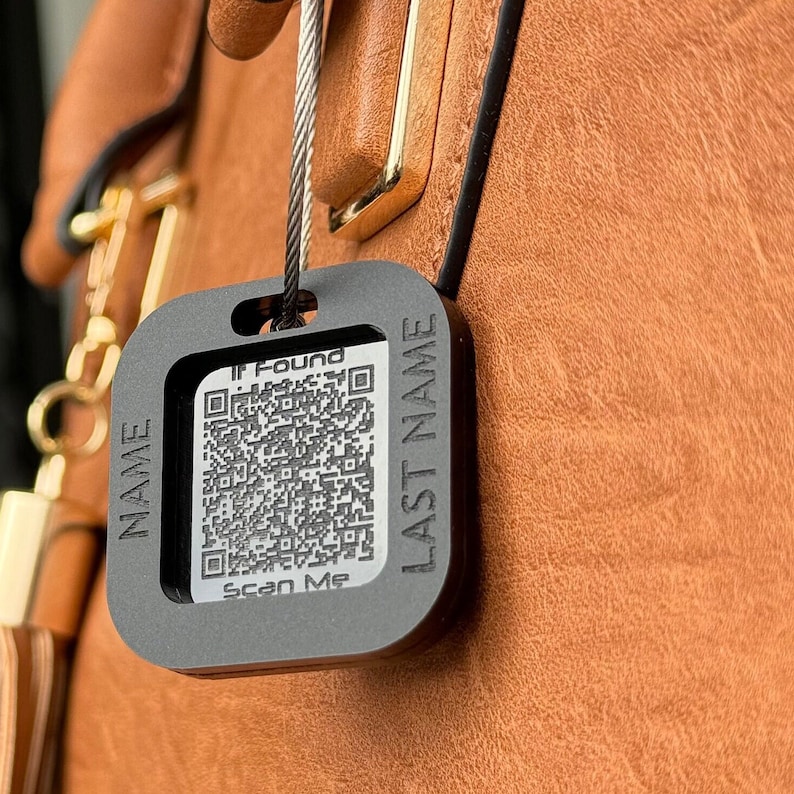 Custom Luggage Tag | QR Code | 6mm in Matte Black | Personalized ...