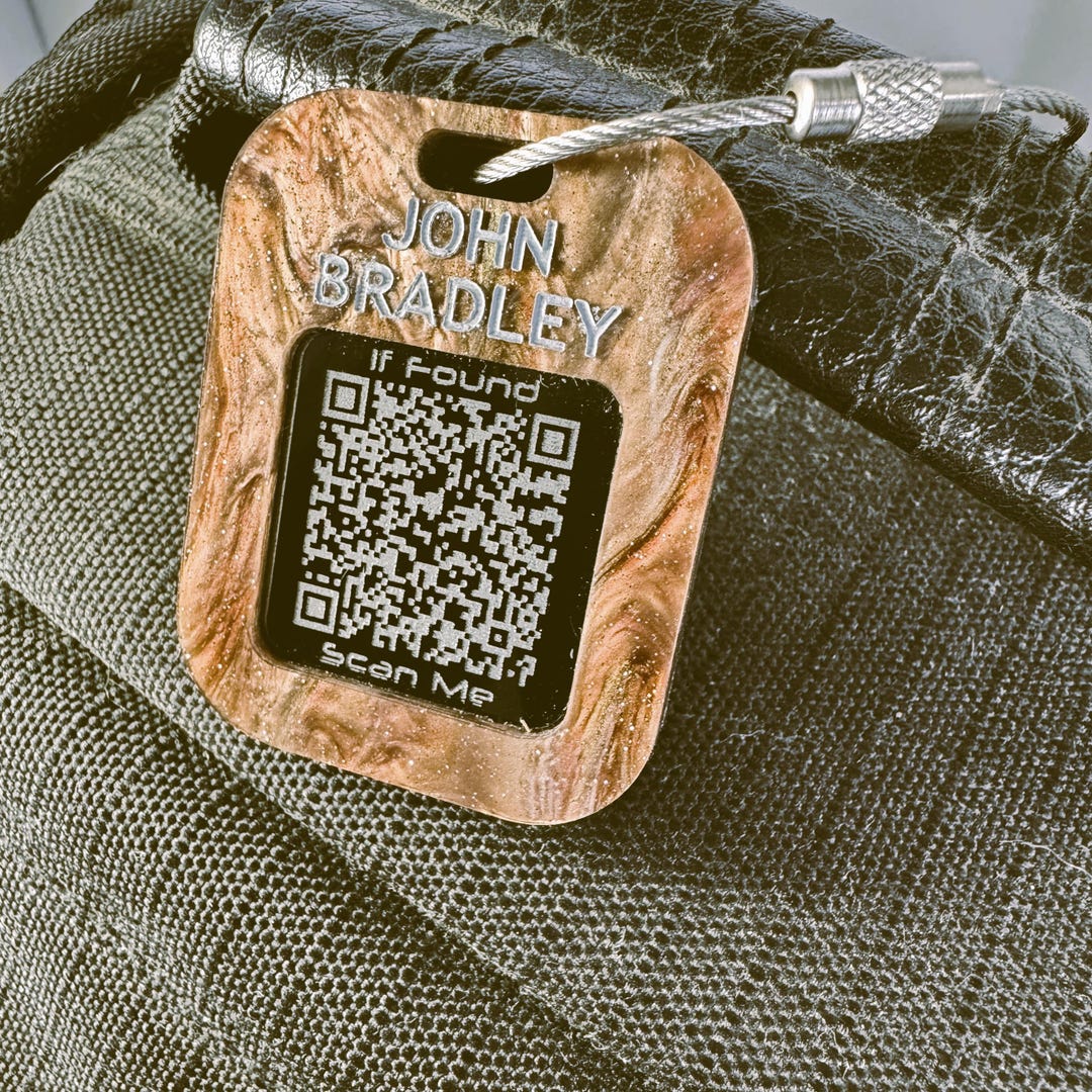 Luggage Tag | QR Code | Custom | 6mm in Chocolate Sprinkle Pearle - Etsy
