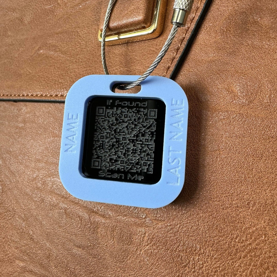 Custom Luggage Tag | QR Code | 6mm in Candy Floss Blue | Personalized ...