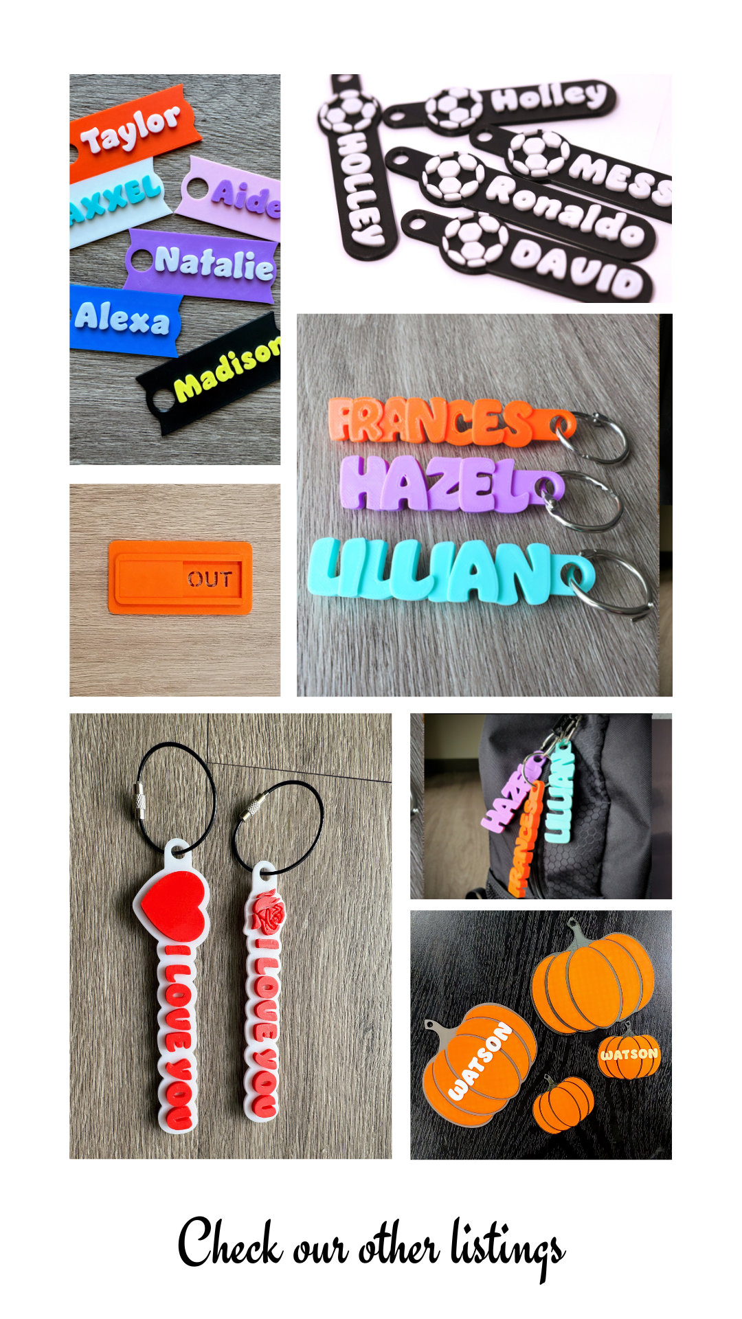 Custom Name Personalized 3D Name Tags for Bags, Backpacks, Sports Teams ...