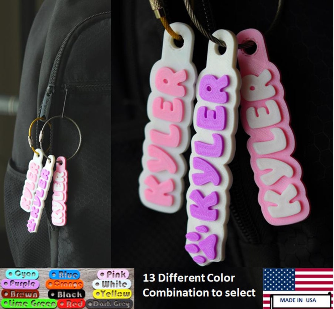 Custom Name Personalized 3D Name Tags, for Bags, Backpacks, Sports ...