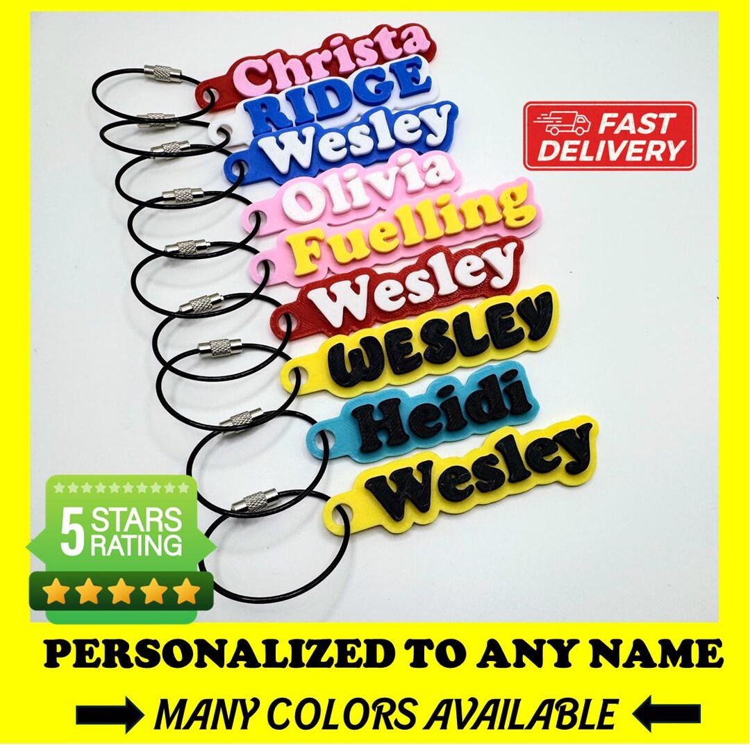 Custom Name Personalized 3D Name Tags, for Bags, Backpacks, Sports ...