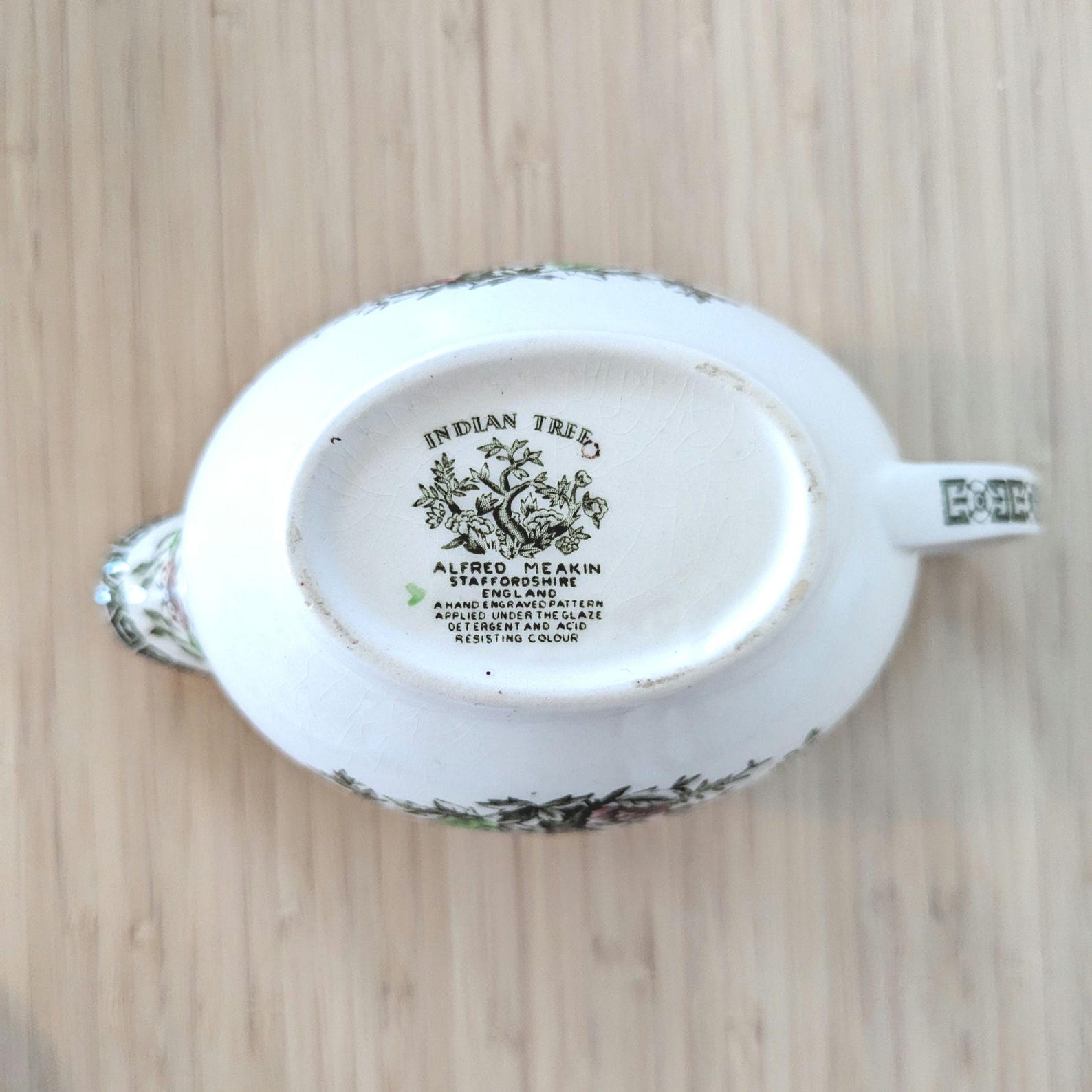 Alfred Meakin Indian Tree Gravy Boat With Plate - Staffordshire England ...
