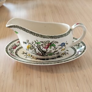 Alfred Meakin Indian Tree Gravy Boat With Plate - Staffordshire England ...