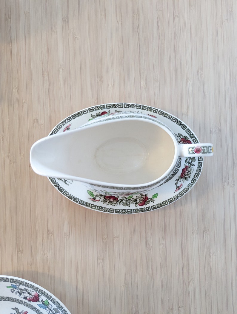 Alfred Meakin Indian Tree Gravy Boat With Plate - Staffordshire England ...