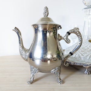 Vintage Silver Plate Hot Water Pot With Intricate Flower Details [ No ...