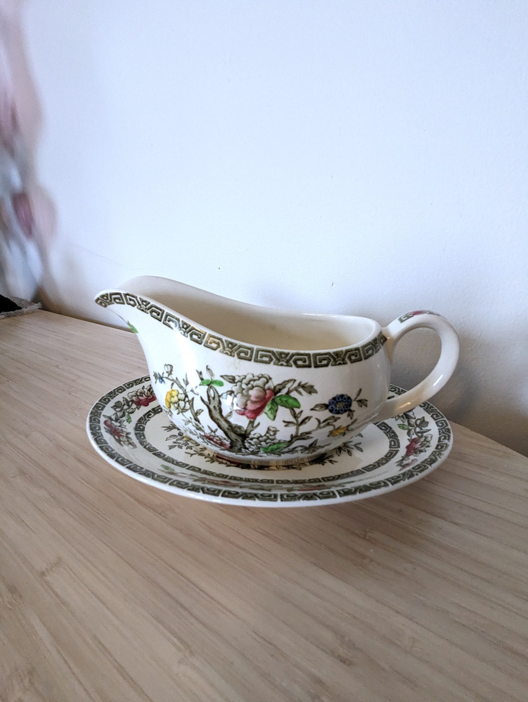Alfred Meakin, Indian Tree Gravy Boat & Plate. Staffordshire Dinner ...