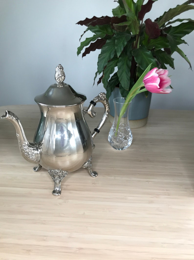 Vintage Silver Plate Hot Water Pot With Intricate Flower - Etsy