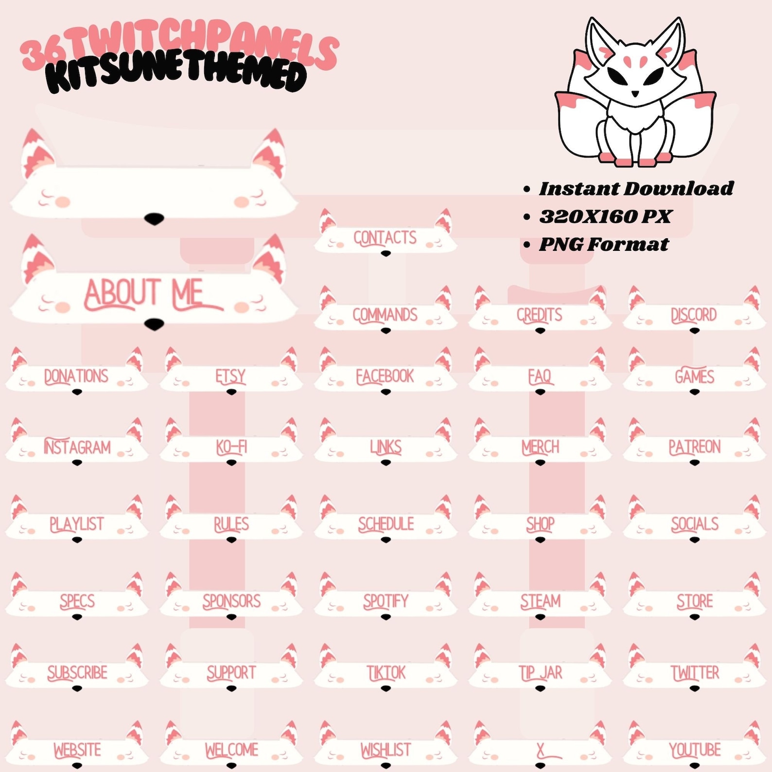 36 Cute Kitsune Twitch Panels - Etsy