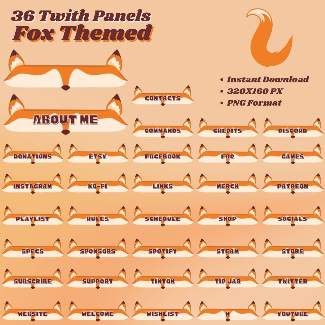 36 Cute Fox Twitch Panels - Etsy