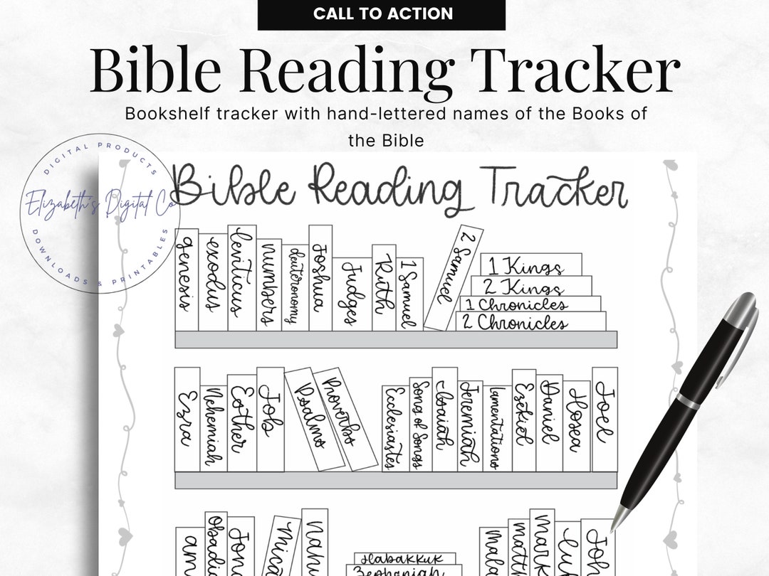 Bible Bookshelf Printable Reading Tracker, Bible Reading Tracker, Bible ...