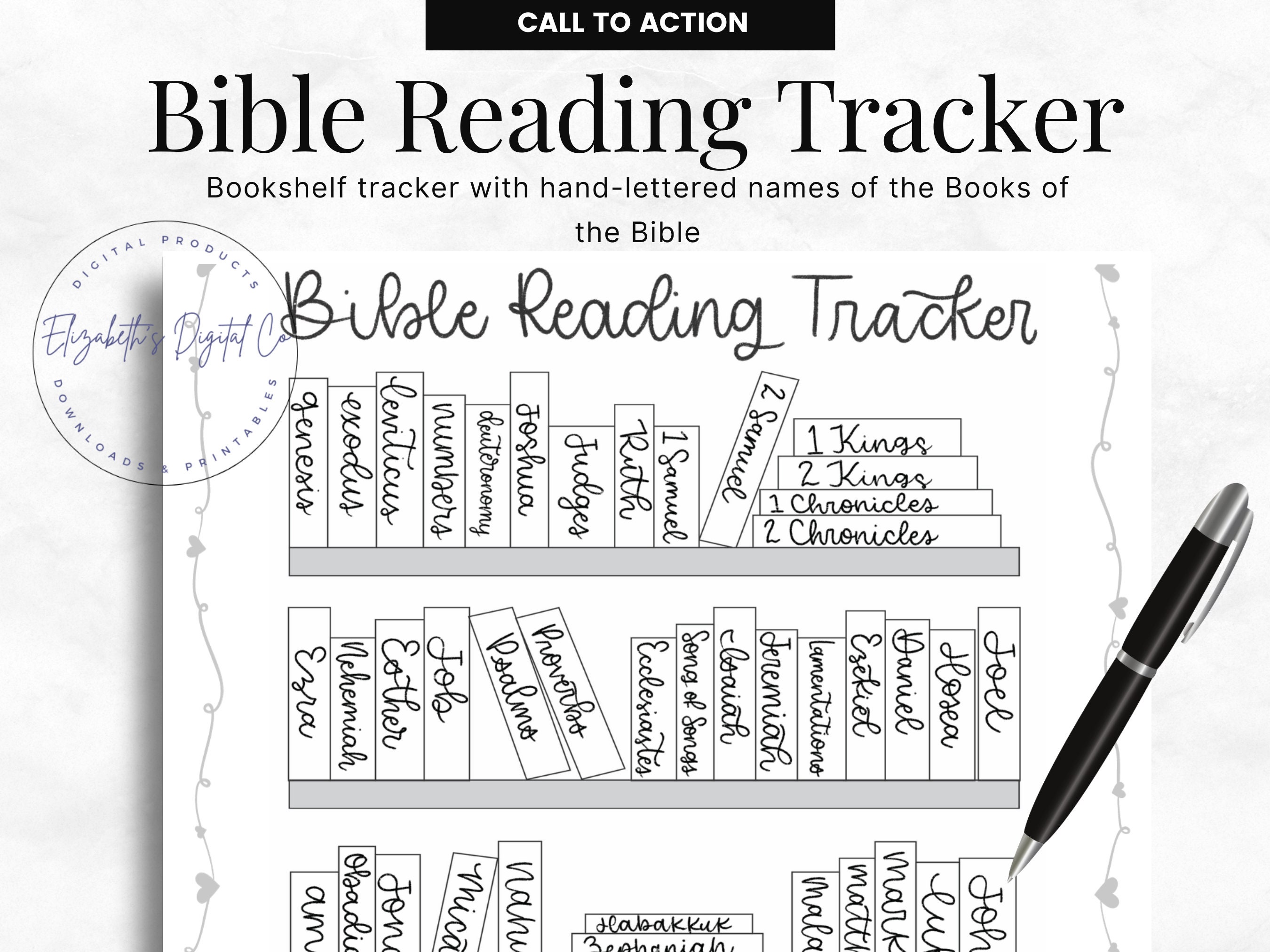 Bible Bookshelf Printable Reading Tracker, Bible Reading Tracker, Bible ...