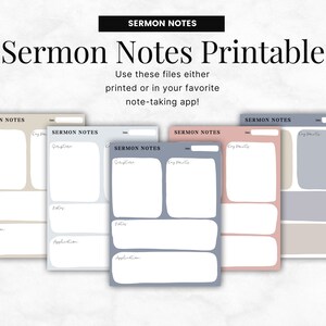 Sermon Notes Printable | Worship Notes for Bible Study | Digital Bible ...