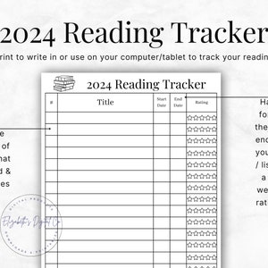 2024 Printable Reading Tracker, Printable Book Log, Reading Planner ...