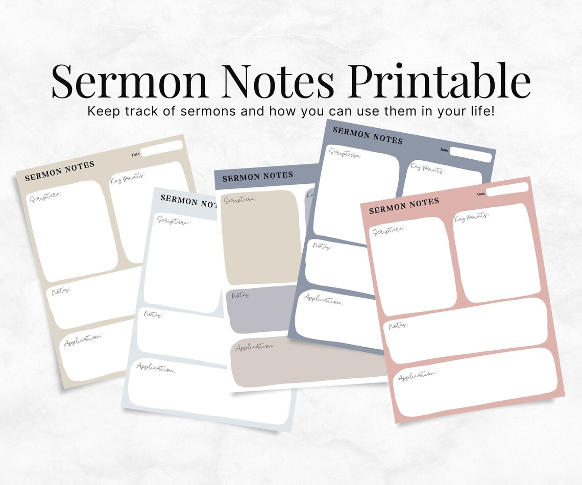 Sermon Notes Printable | Worship Notes for Bible Study | Digital Bible ...