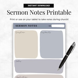 Sermon Notes Printable | Worship Notes for Bible Study | Digital Bible ...