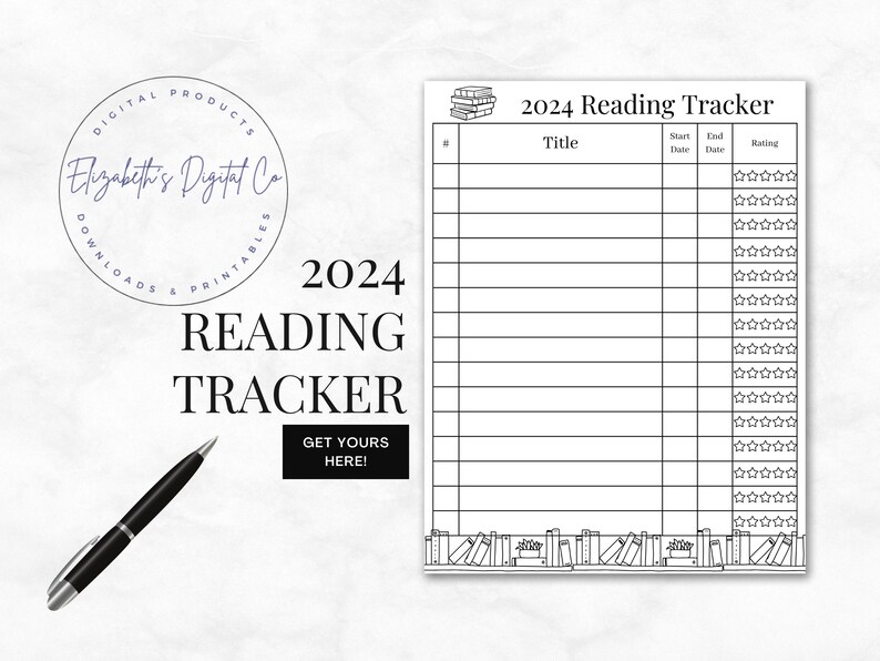 2024 Printable Reading Tracker, Printable Book Log, Reading Planner ...
