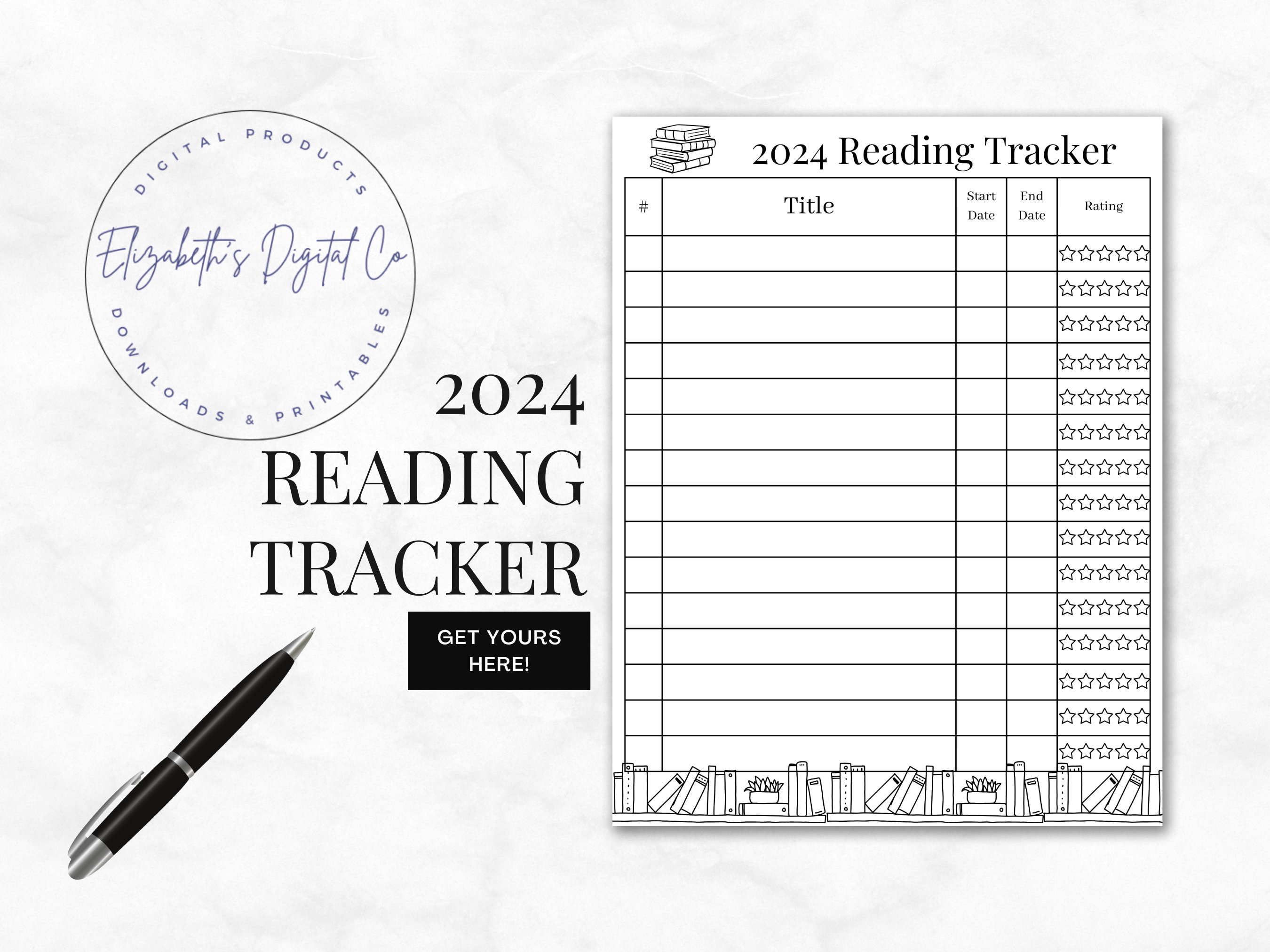 2024 Printable Reading Tracker, Printable Book Log, Reading Planner ...