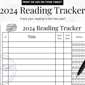 2024 Printable Reading Tracker, Printable Book Log, Reading Planner ...
