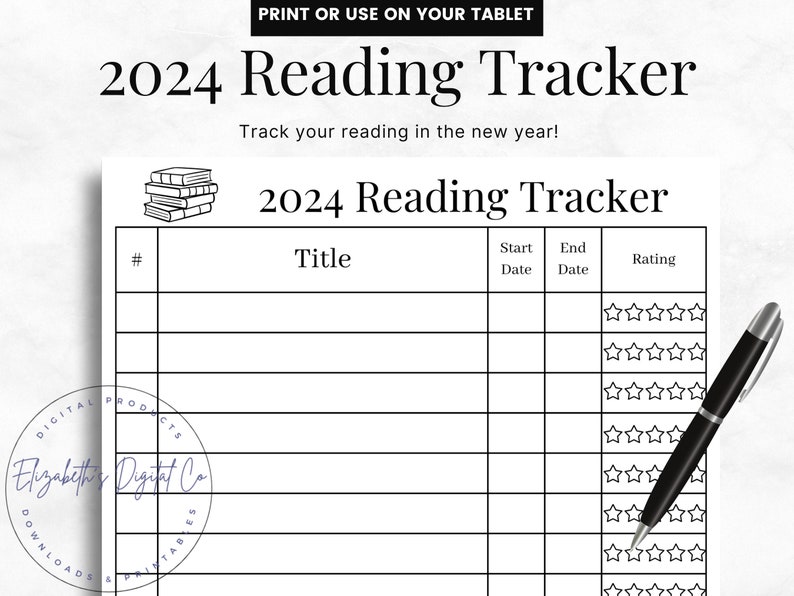 2024 Printable Reading Tracker, Printable Book Log, Reading Planner ...