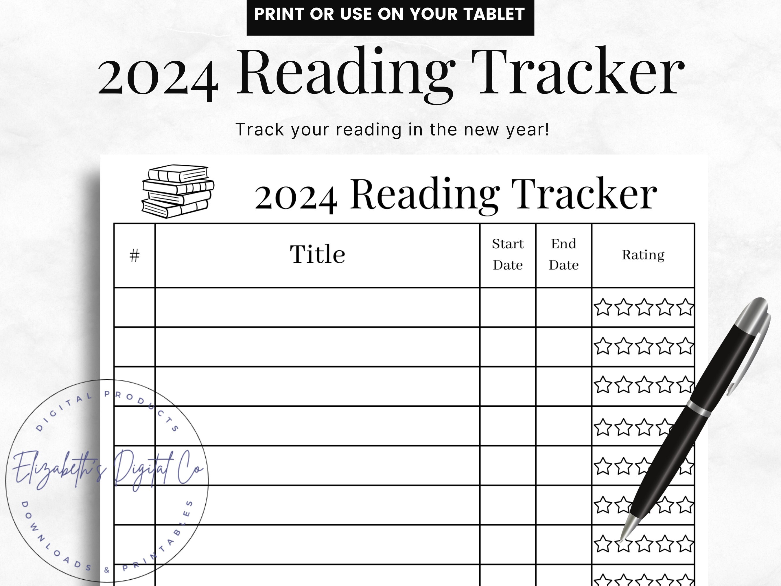 2024 Printable Reading Tracker, Printable Book Log, Reading Planner ...