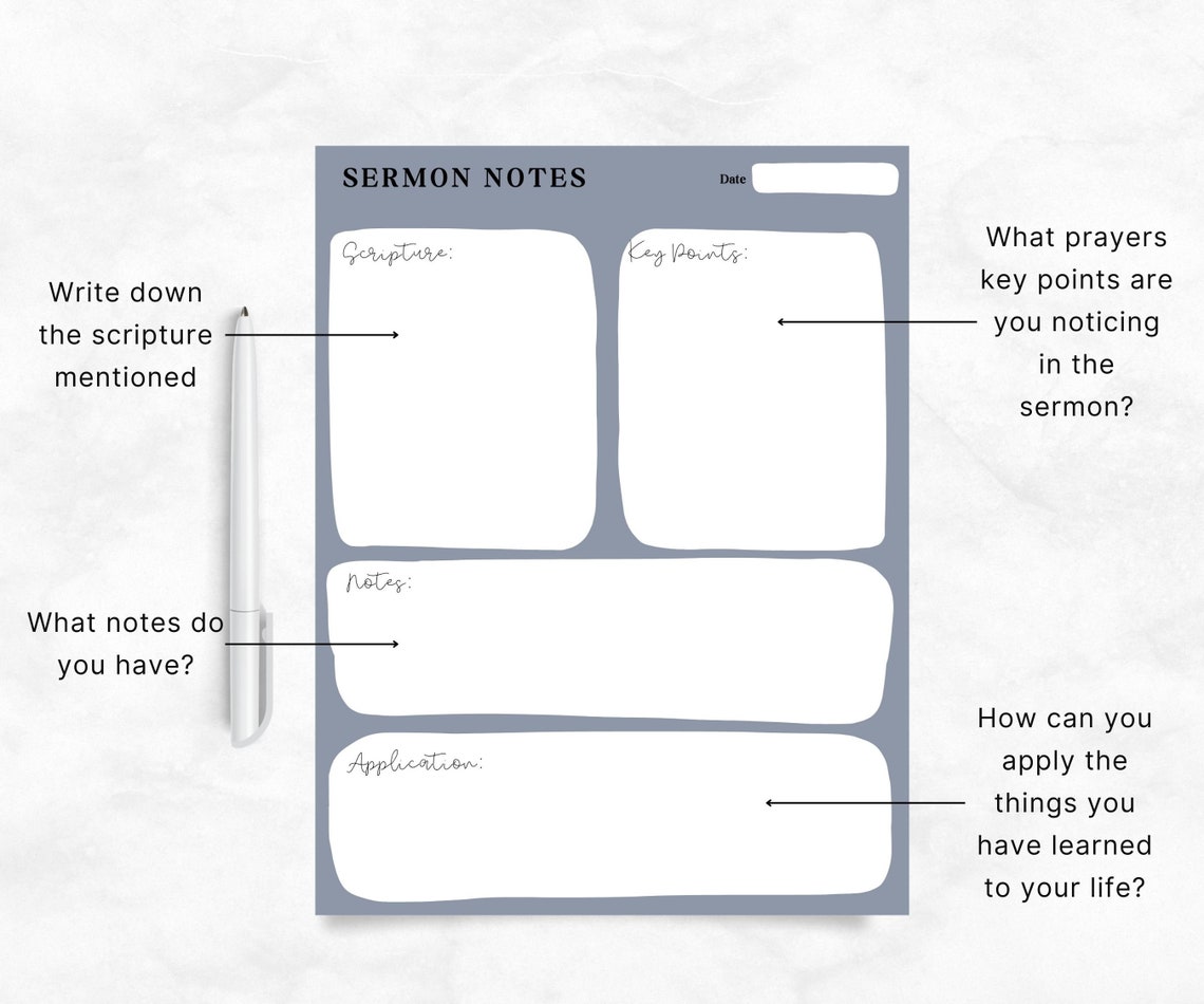 Sermon Notes Printable | Worship Notes for Bible Study | Digital Bible ...