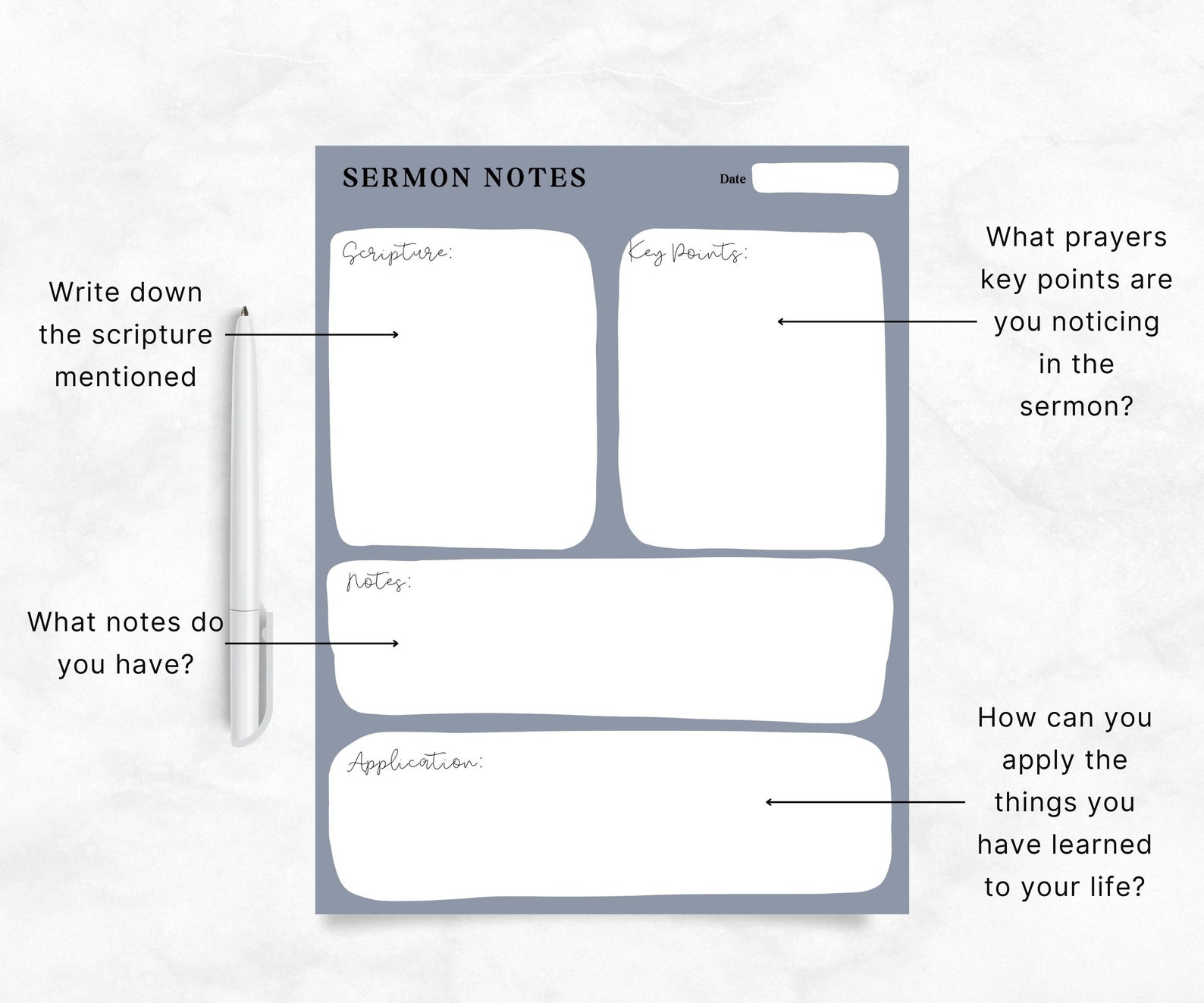 Sermon Notes Printable | Worship Notes for Bible Study | Digital Bible ...