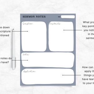 Sermon Notes Printable | Worship Notes for Bible Study | Digital Bible ...